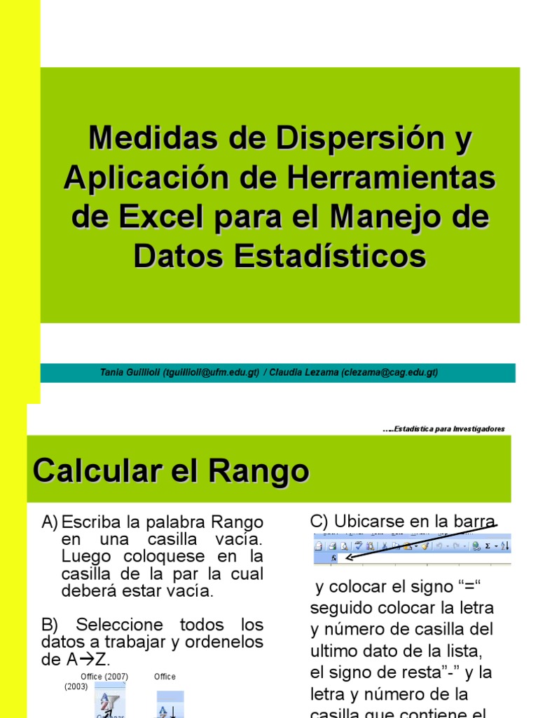 Medidas de Dispersión en Excel | PDF | Desviación Estándar | Análisis ...