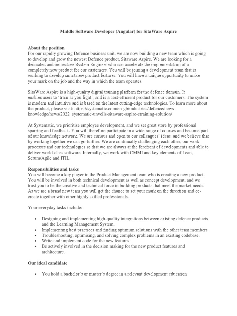 Middle Angular Developer | PDF | Agile Software Development