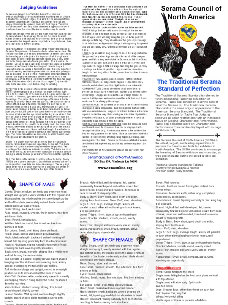 Traditional Serama Standard 2019 | PDF