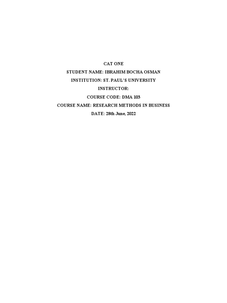 Cat One Research Methods | PDF