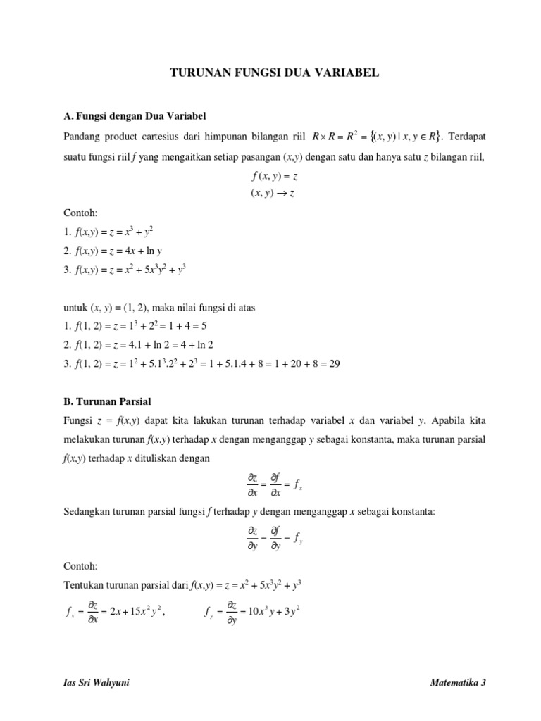 Turunan Fungsi Dua Variabel | PDF