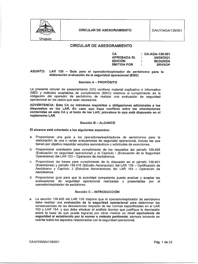 CA-UY-AGA-139-001 Evaluacion de La Seguridad Operacional - Estudio ... CA-UY-AGA-139-001 Evaluacion de La Seguridad Operacional - Estudio ...