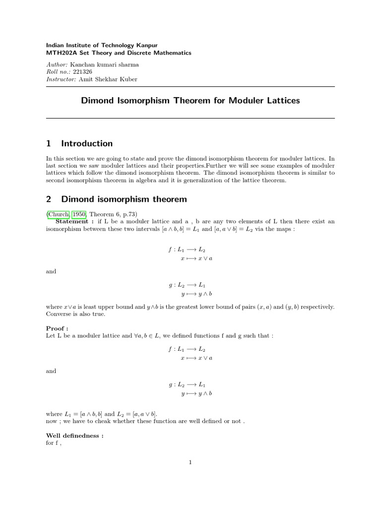 Modular Lattice Isomorphism | PDF | Theorem | Mathematical Concepts