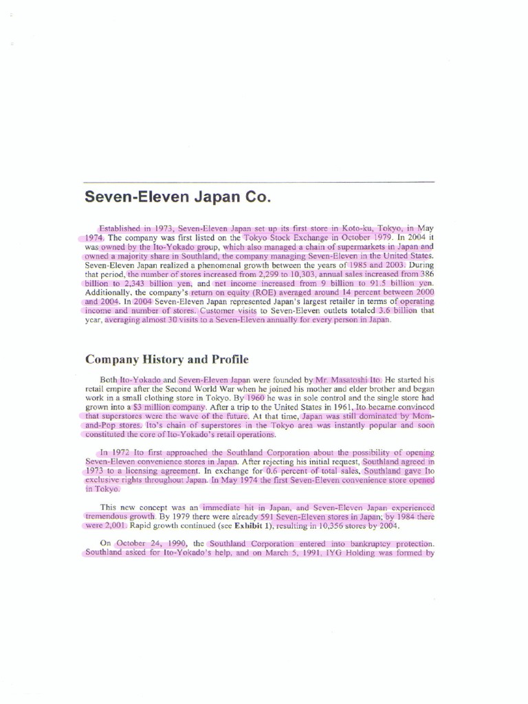 Case Study - Seven-Eleven Japan | PDF