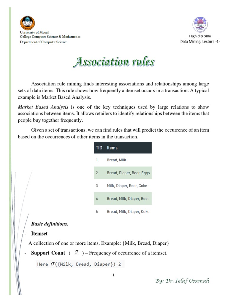 Association Rules L3 | PDF | Statistics | Applied Mathematics