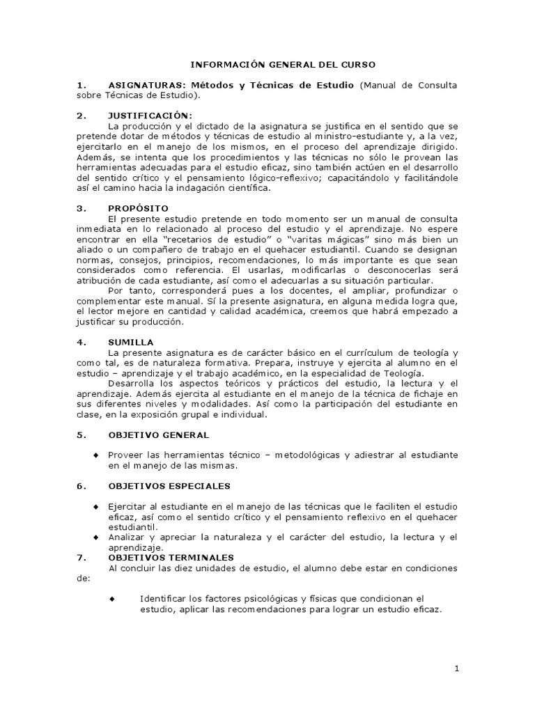 Metodos y Tecnicas de Estudio | PDF | Aprendizaje | Pensamiento Metodos y Tecnicas de Estudio | PDF | Aprendizaje | Pensamiento