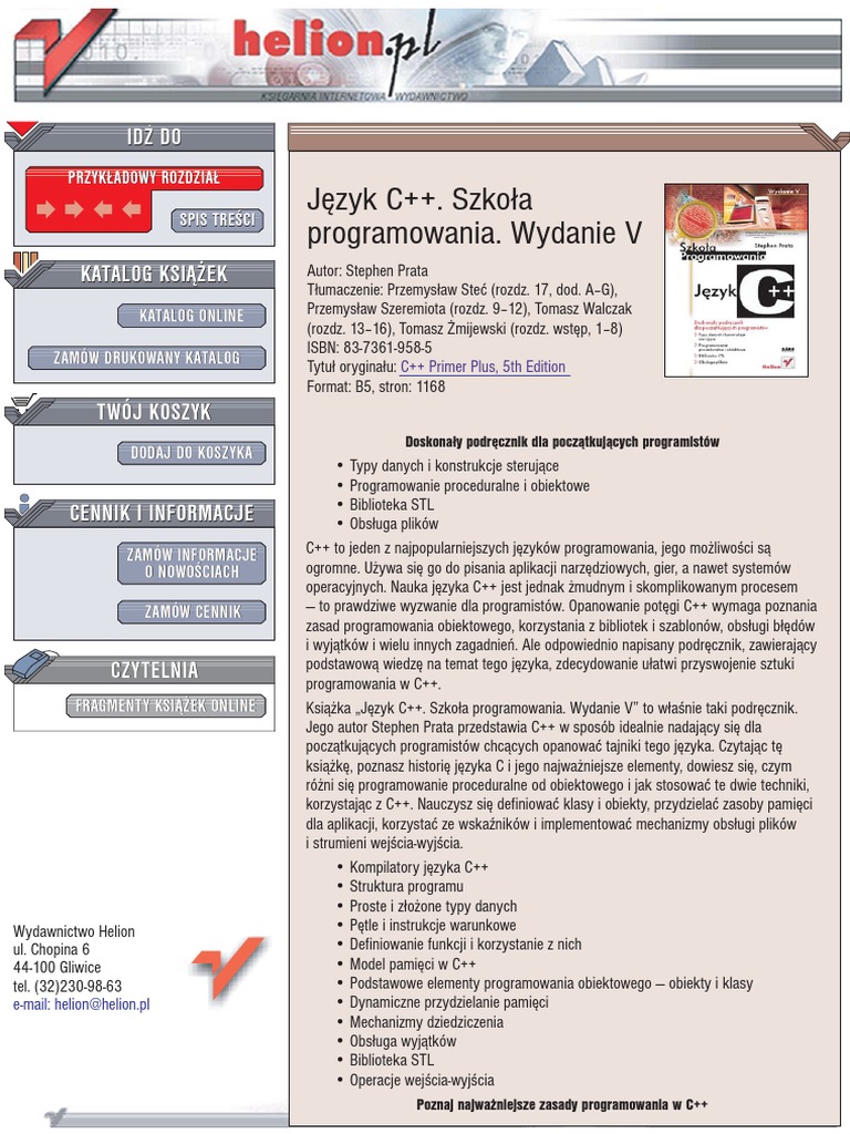 Język C++. Szkoła Programowania. Wydanie V | PDF