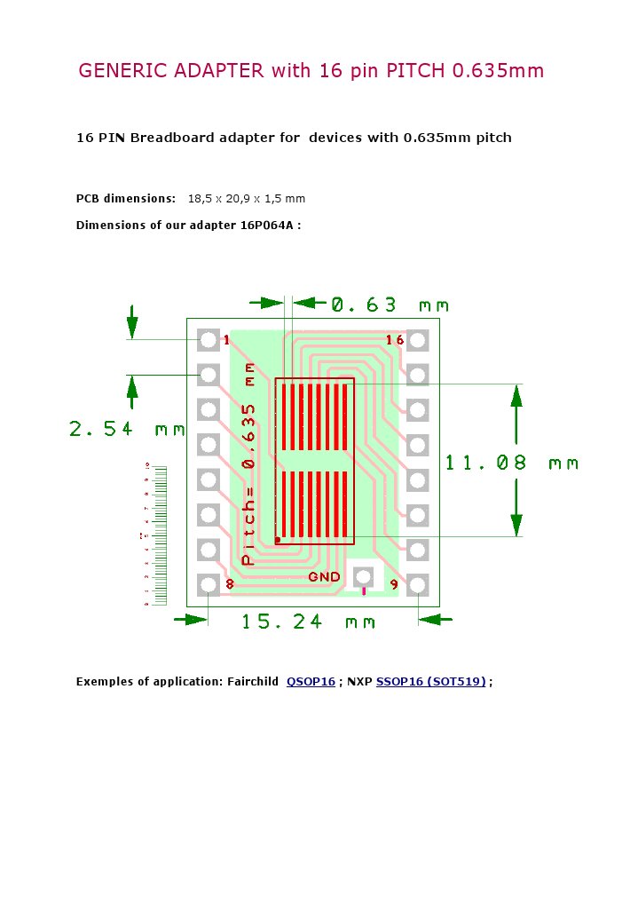 GENERIC SMD Adapter With 0.635mm PITCH With Up To 16 Pins | PDF