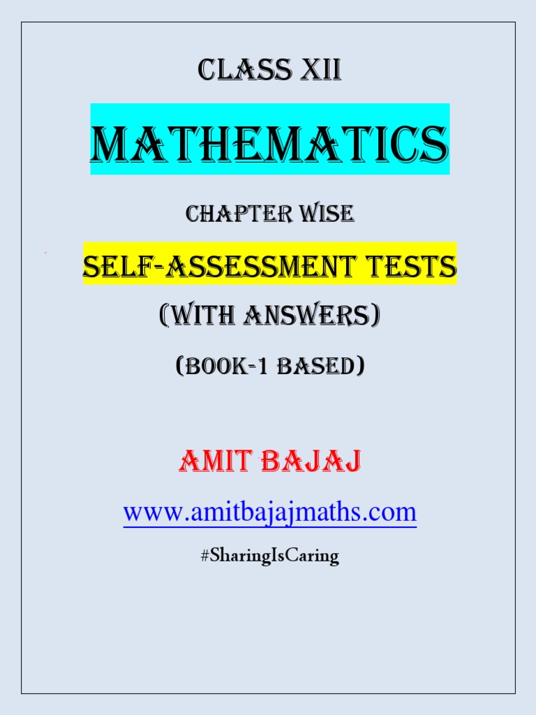 Class XII Maths Self-Assessment Tests | PDF | Maxima And Minima ...