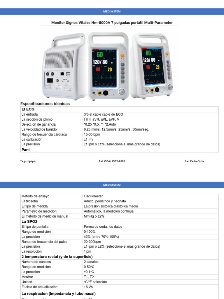 Hm8000a7 Monitor Signos Vitales | PDF