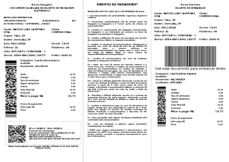 Use Esse Documento para Embarcar Direto: Documento Auxiliar de Bilhete ...