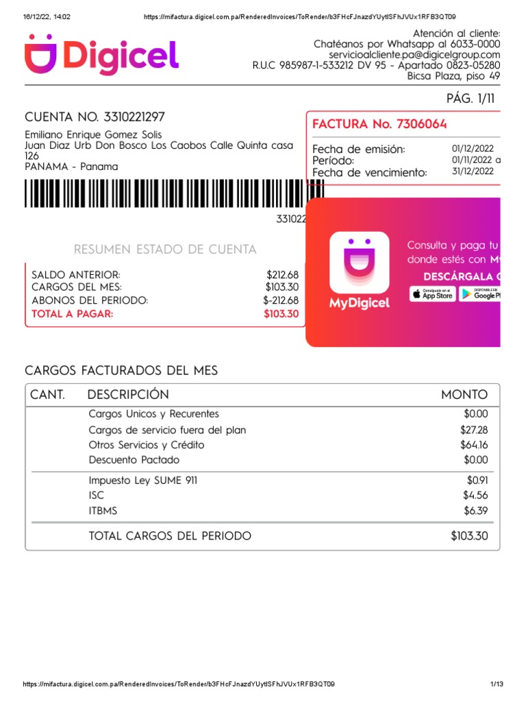 Factura Digicel | PDF