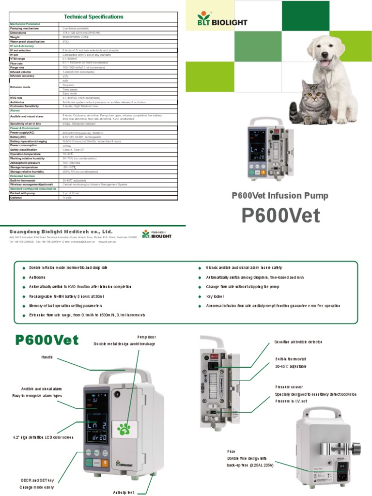 Veterinary Infusion Pump Guide | PDF | Humidity | Pump