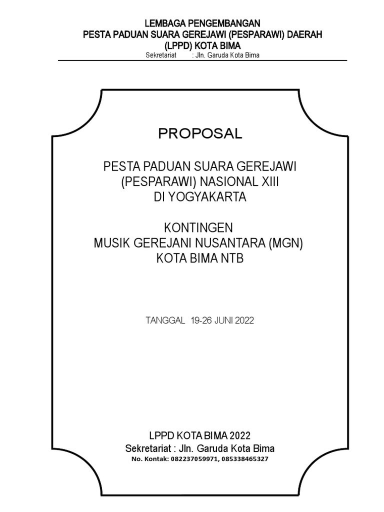 Proposal Pesparawi Kota Bima 2022 | PDF