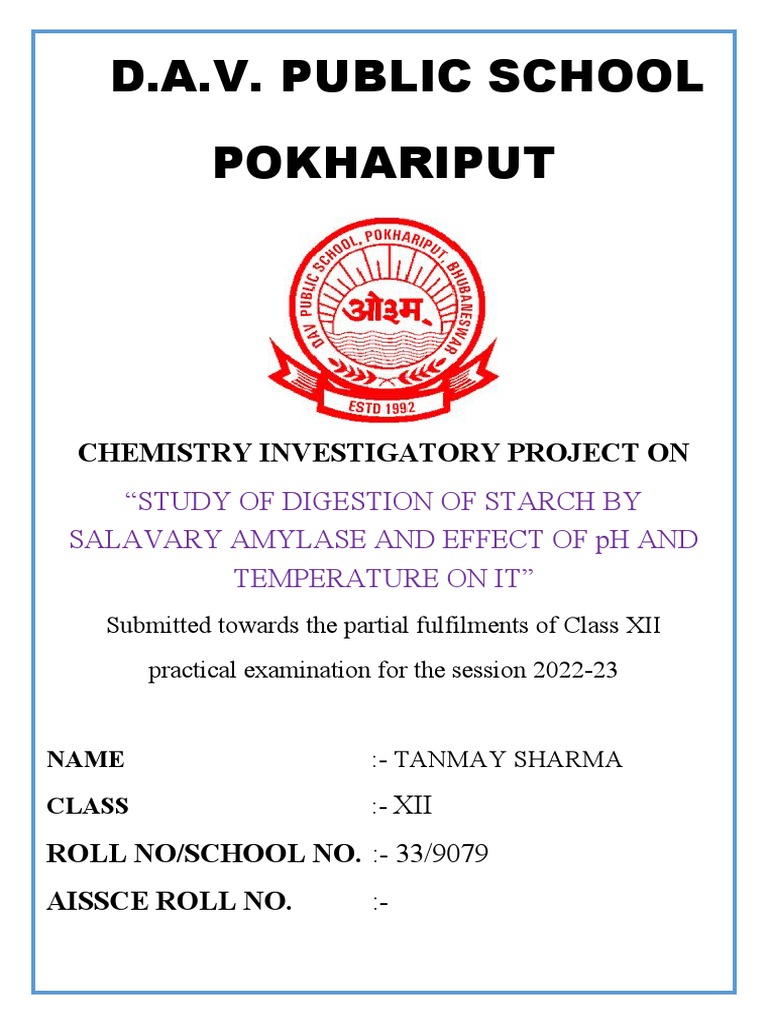 Dav Chemistry Project | Download Free PDF | Digestion | Saliva