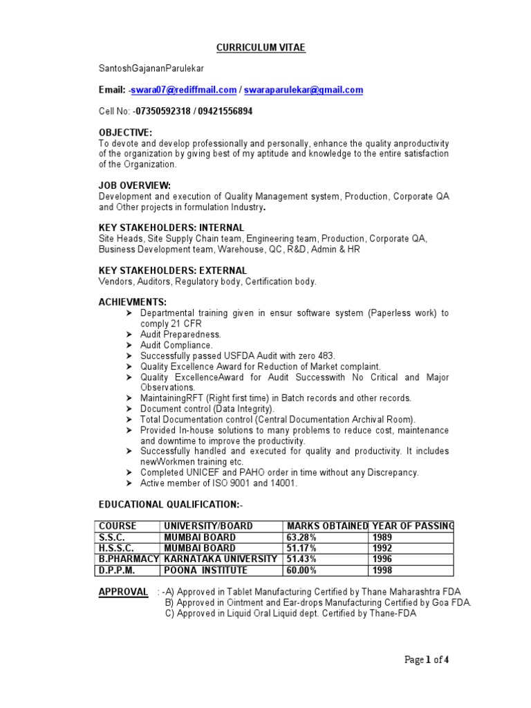 Resume Santosh Parulekar | Download Free PDF | Business Process | Business