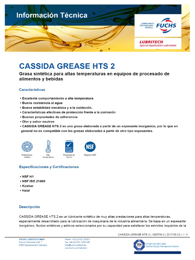 Cassida Grease HTS 2 | PDF