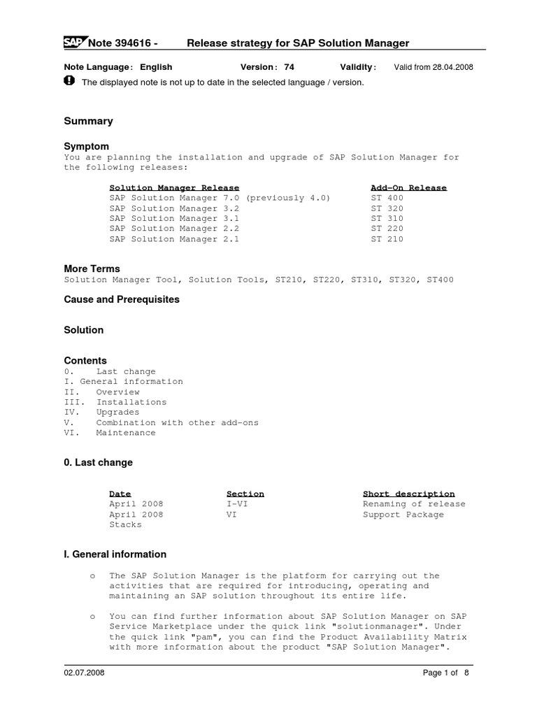 SAP Solution Manager Release Guide | PDF | Plug In (Computing) | Information Age