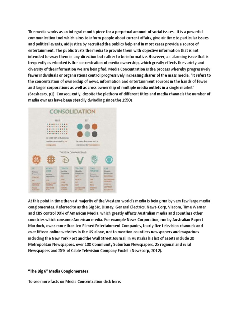 Media Ownership The Big Six | PDF | Mass Media | News Corporation