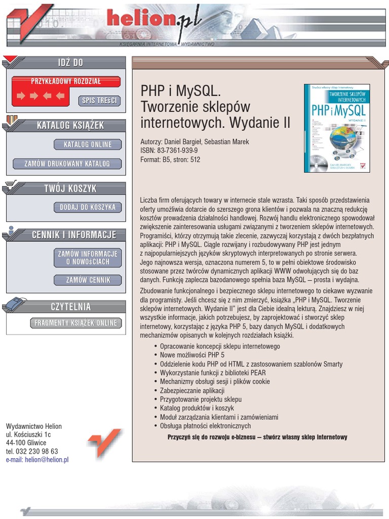 PHP I MySQL. Tworzenie Sklepów Internetowych. Wydanie II | PDF