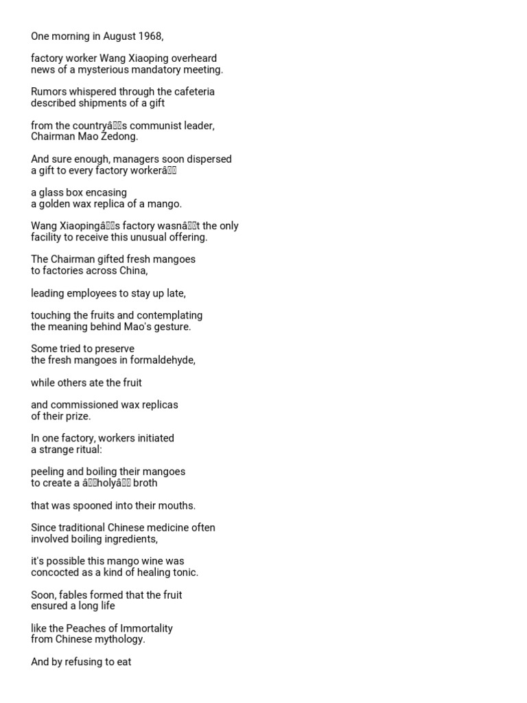 Mao Zedong's Infamous Mango Cult | PDF | Cultural Revolution | Mao Zedong