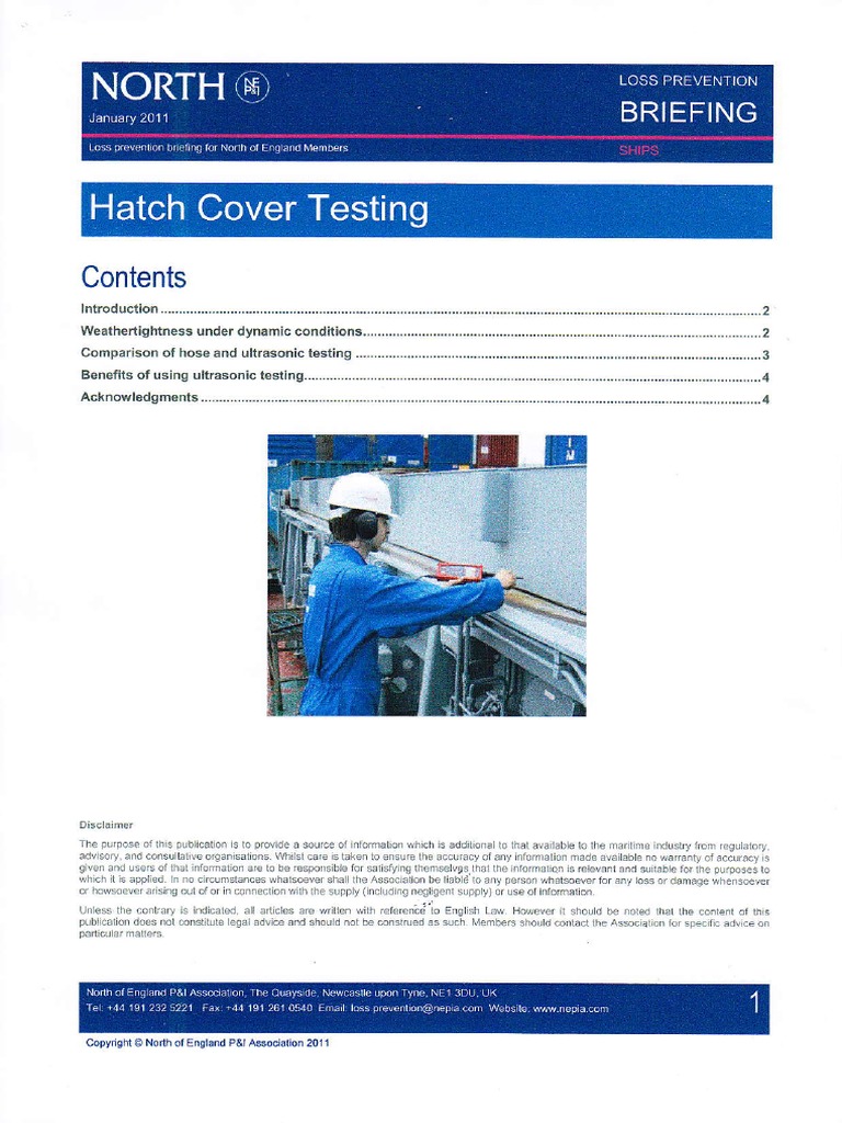 NE P&I Hatch Covers Testing Guidelines | PDF | Ultrasound | Mechanical ...