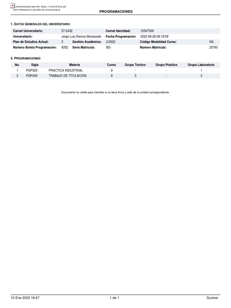 Generar Programaciones | PDF