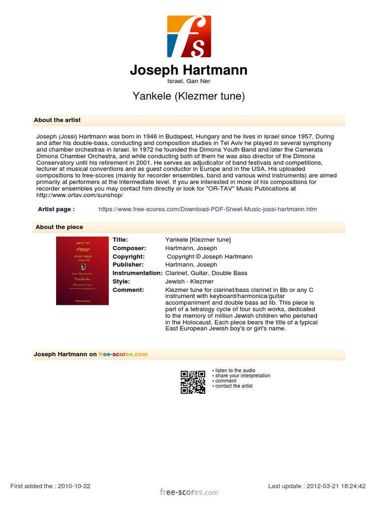 (Free Scores - Com) - Hartmann Joseph Yankele 25900 | PDF | Orchestras | Musical Compositions
