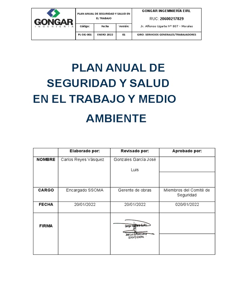 Plan Anual de SST | PDF | Seguridad y salud ocupacional | Agua
