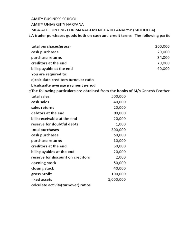 AFM-Module 4 Part-B Ratio Analysis Problems | PDF | Revenue | Balance Sheet