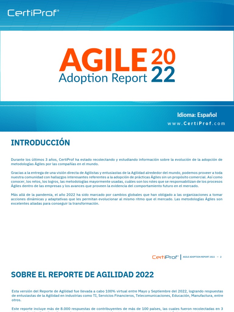 CertiProf Agile Adoption Report 2022 SP | PDF | Scrum (desarrollo de ... CertiProf Agile Adoption Report 2022 SP | PDF | Scrum (desarrollo de ...