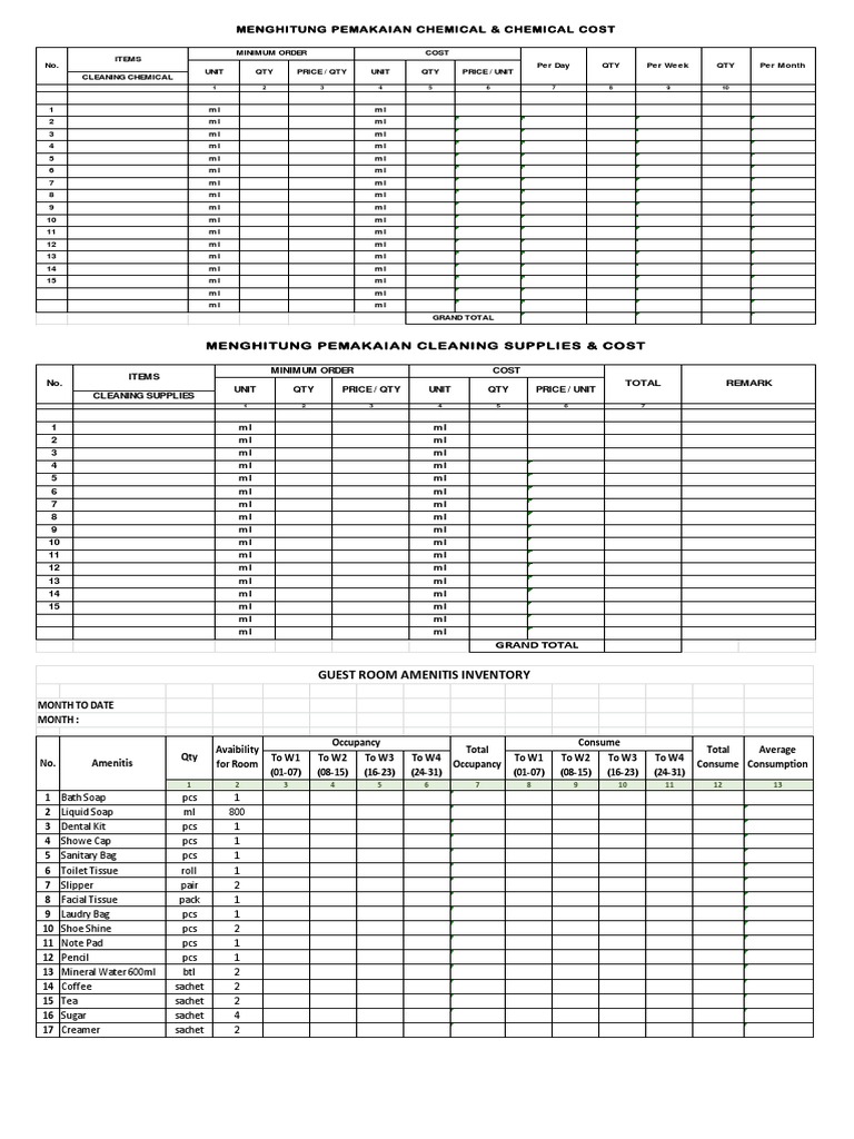 Housekeeping Inventory | Download Free PDF | Drink