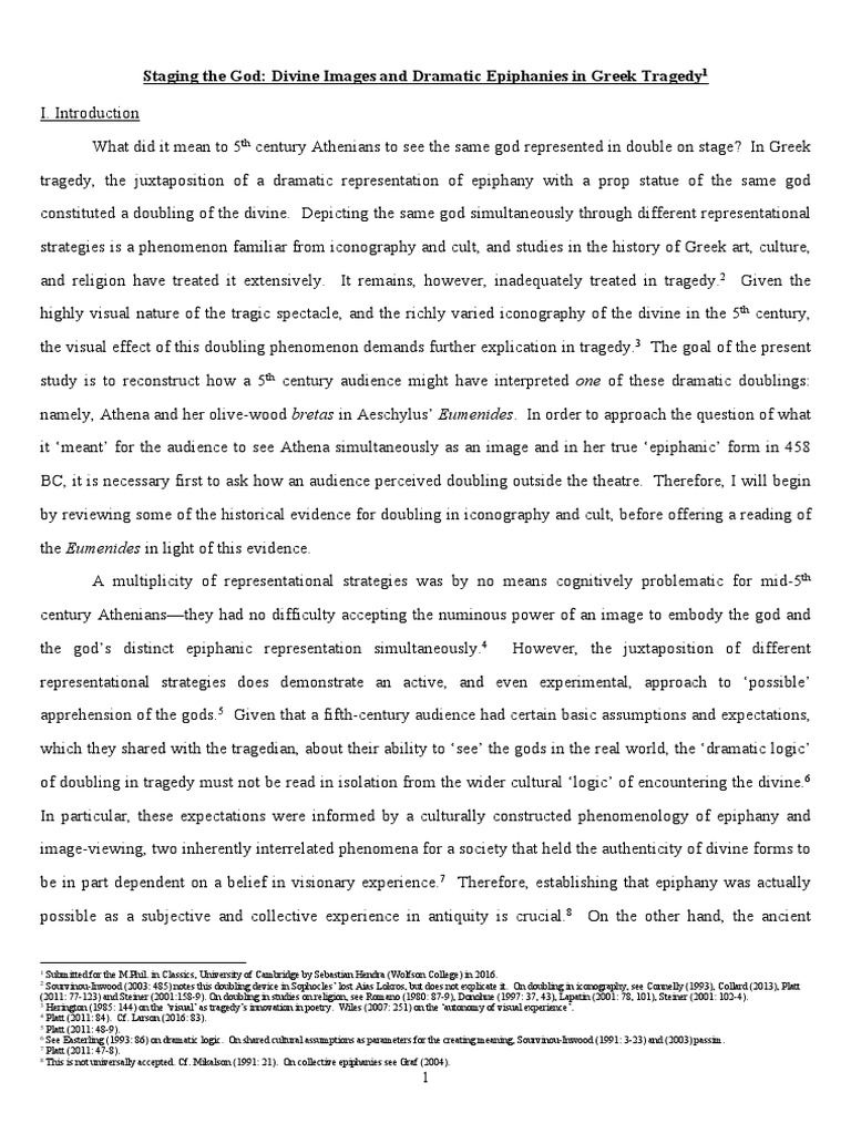 Staging The God: Divine Images and Dramatic Epiphanies in Greek Tragedy ...