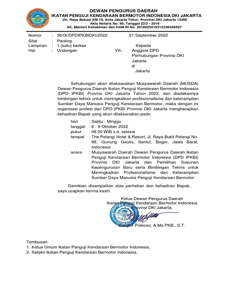 MUSDA DPD IPKBI DKI Jakarta 2022 | PDF