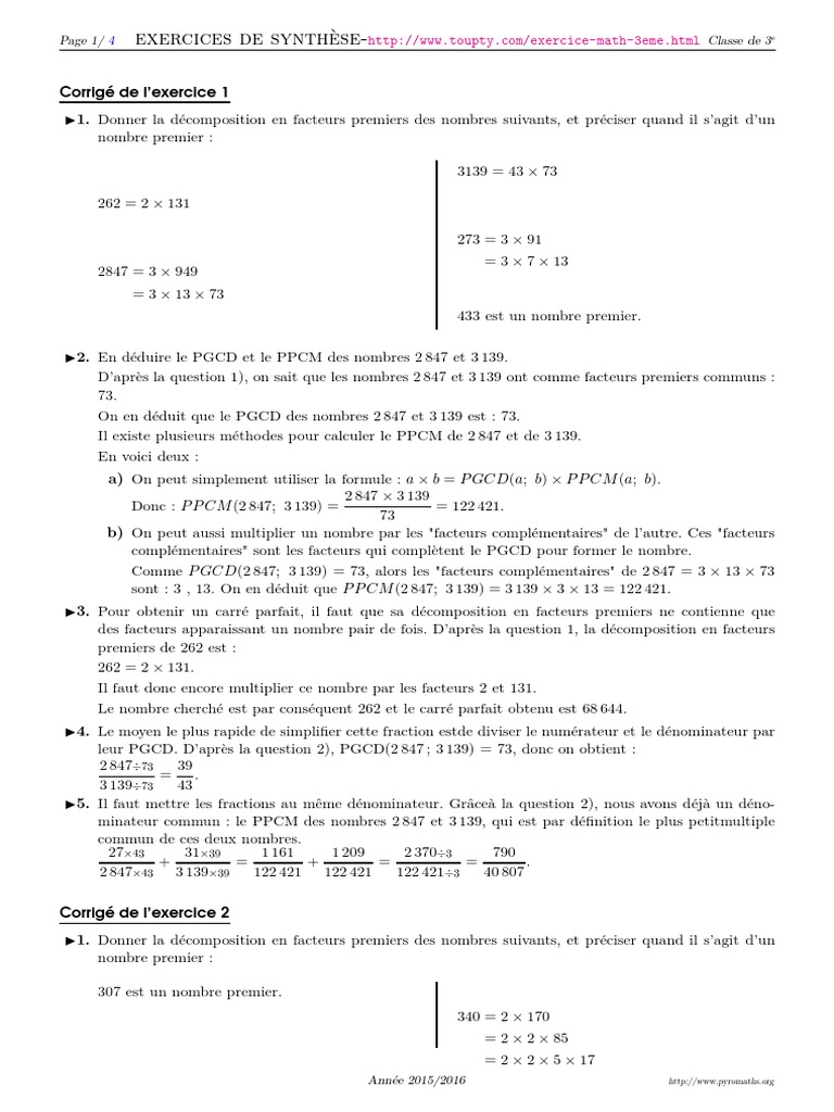 Exercice Synthese 3 Corrige | PDF