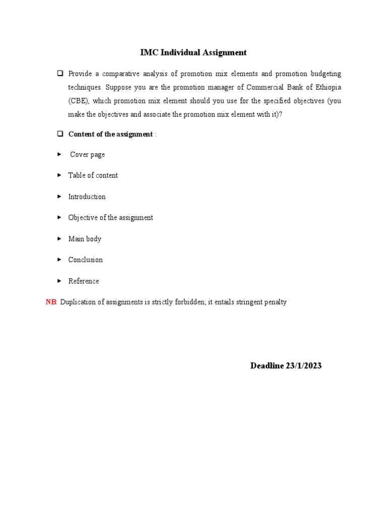 Imc Individual Assigment | PDF