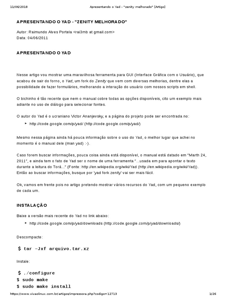 Apresentando o Yad Tutorial Viva o Linux | PDF | Desenvolvimento de ... Apresentando o Yad Tutorial Viva o Linux | PDF | Desenvolvimento de ...