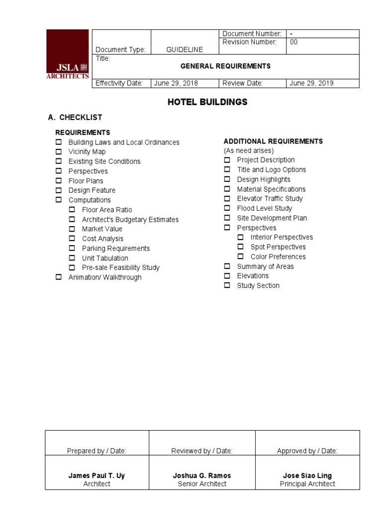 General Requirements Per Building Type Hotel | PDF | Civil Engineering