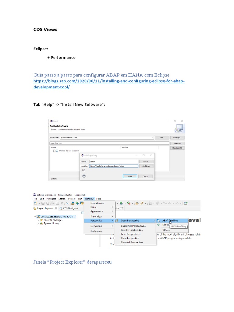 Guia passo a passo para configurar e utilizar CDS Views no ABAP | PDF | Desenvolvimento de ...