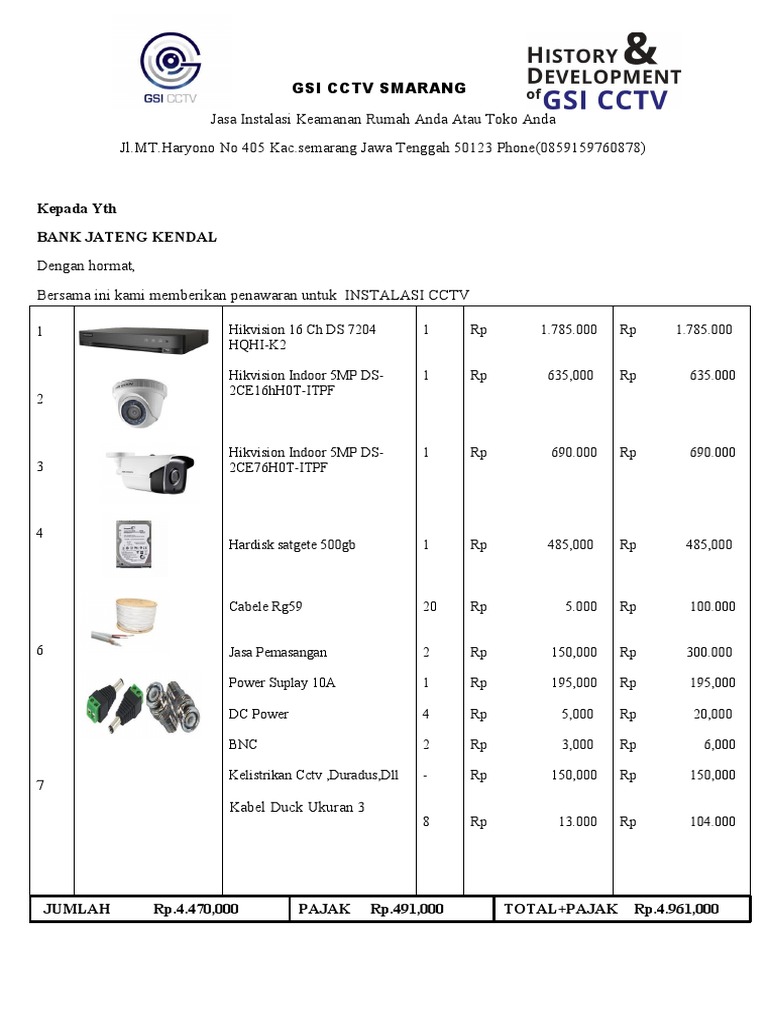 Proposal Gsi CCTV Bank Jateng | PDF | Griya & Taman | Komputer