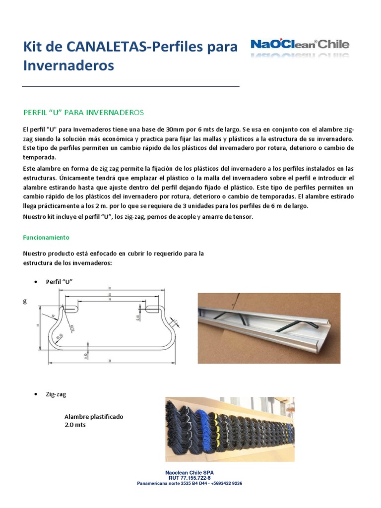 FICHA Canaleta Perfiles para Invernaderos | PDF