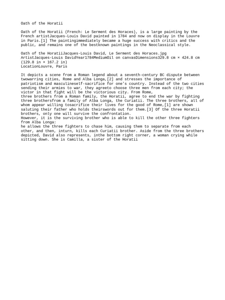 Oath of The Horatii - Wikipedia | PDF | Ancient Rome
