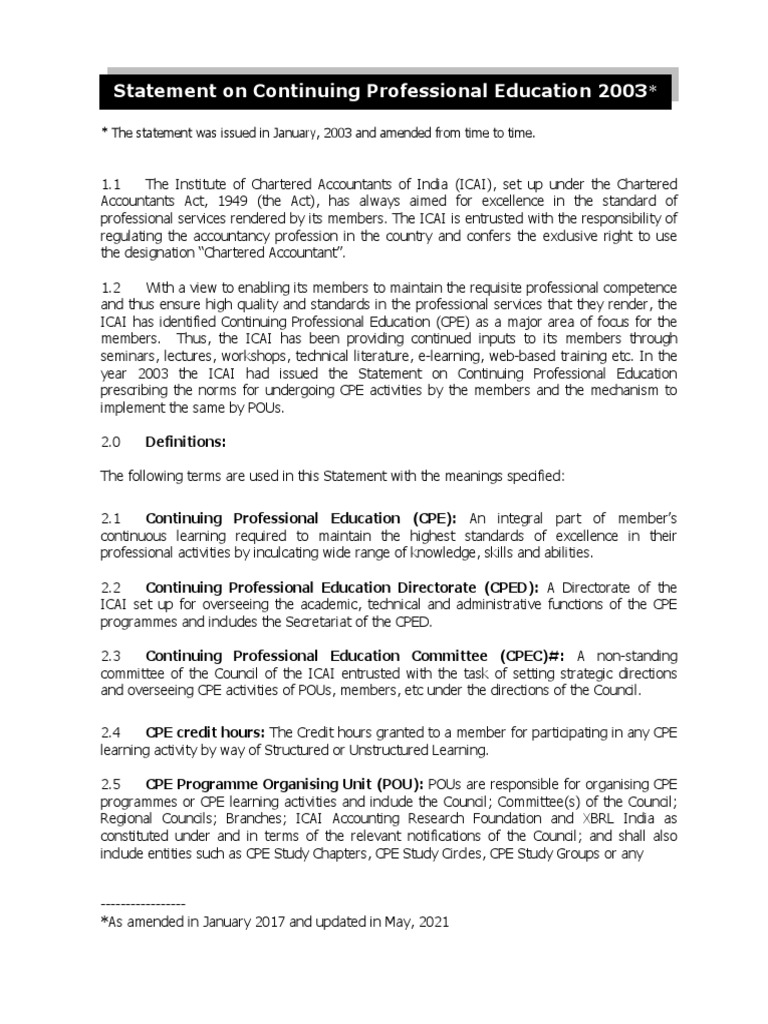 ICAI CPE Hours Guidelines 2024 | PDF