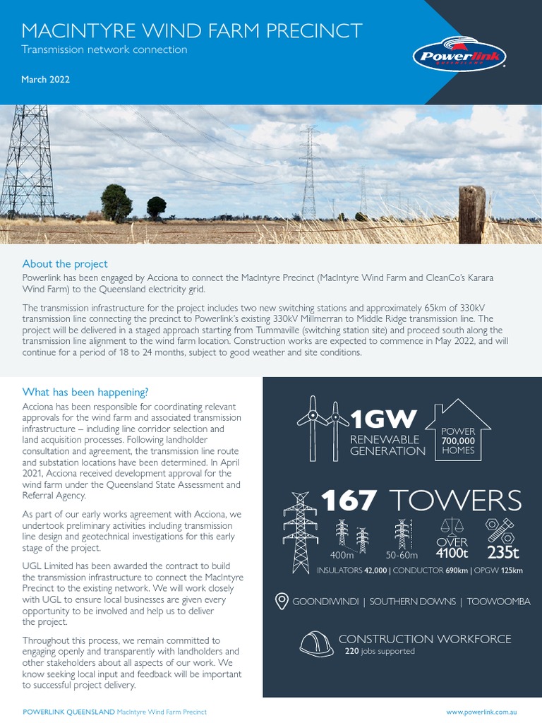 MacIntyre Wind Farm Connection Project - Information Sheet - 23 March ...