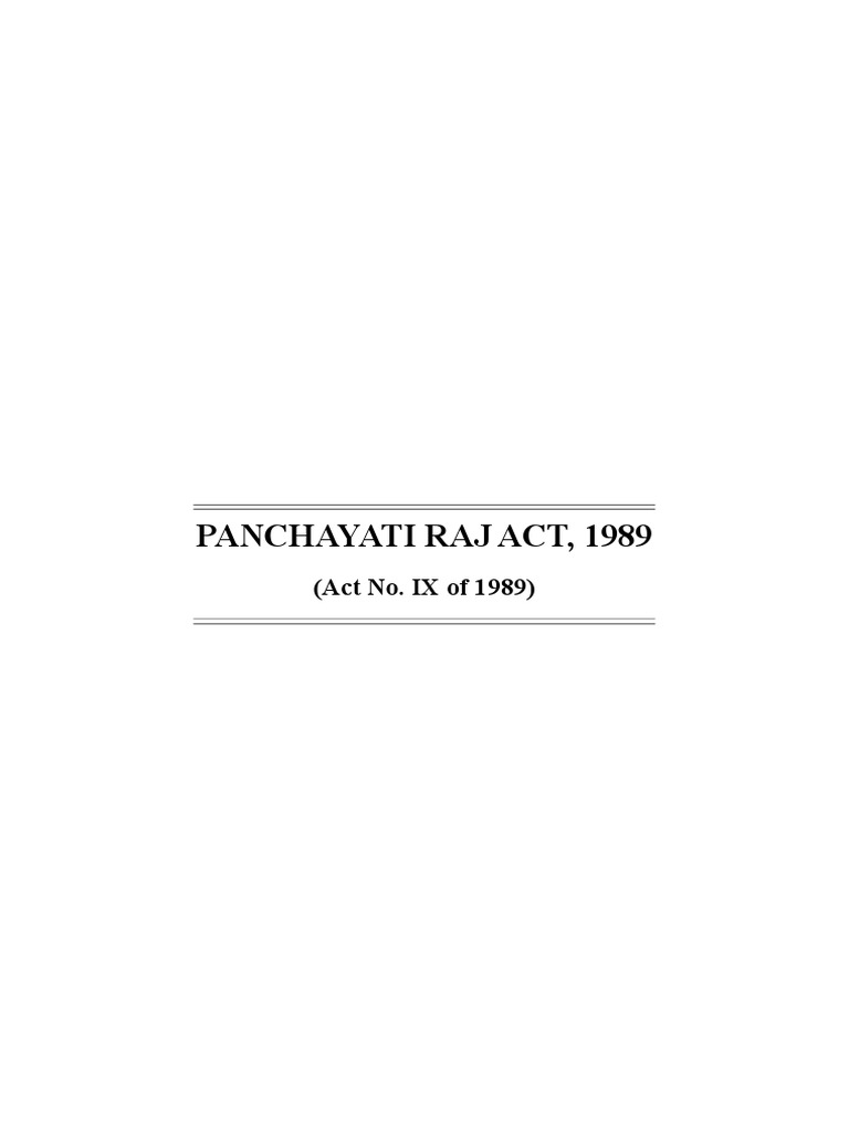 The Jammu and Kashmir Panchayati Raj Act, 1989: An Overview of Local ...