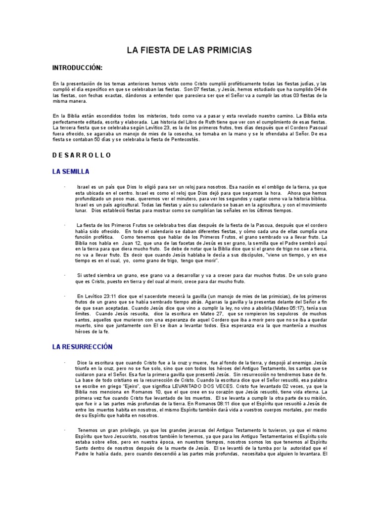 Fiesta de Las Primicias | PDF | La resurrección de Jesús | Jesús