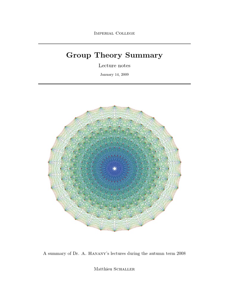 Summary Group Theory | PDF | Group (Mathematics) | Matrix (Mathematics)