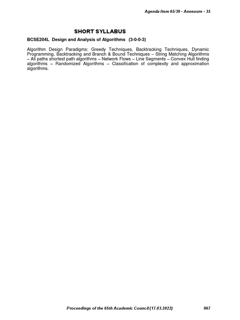 Bcse204l Design-And-Analysis-Of-Algorithms TH 1.0 67 Bcse204l | PDF | Algorithms | Computational ...