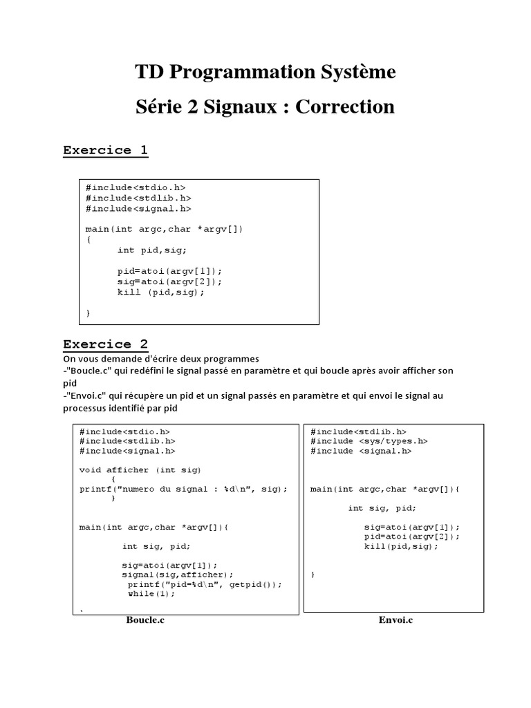 Correction TD2 | Descargar gratis PDF | Programmation informatique | Processus (informatique)