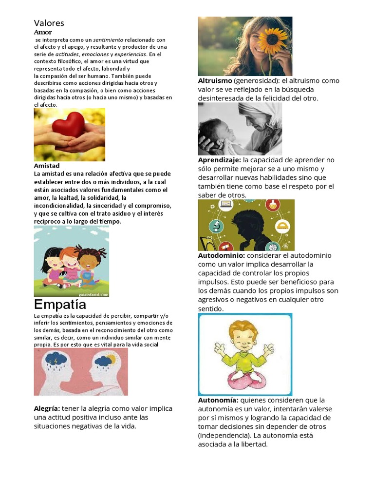 30 Valores y su Significado | PDF | Amor | Empatía